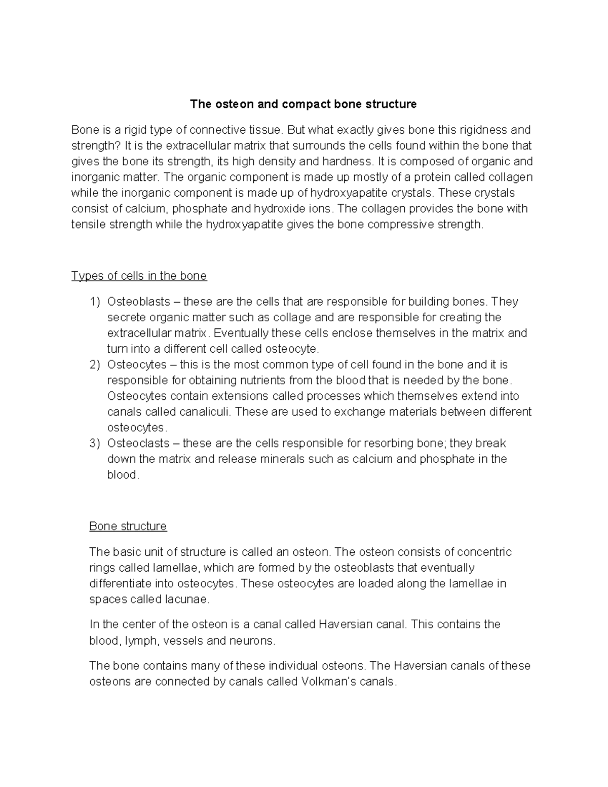 The osteon and compact bone structure - But what exactly gives bone ...