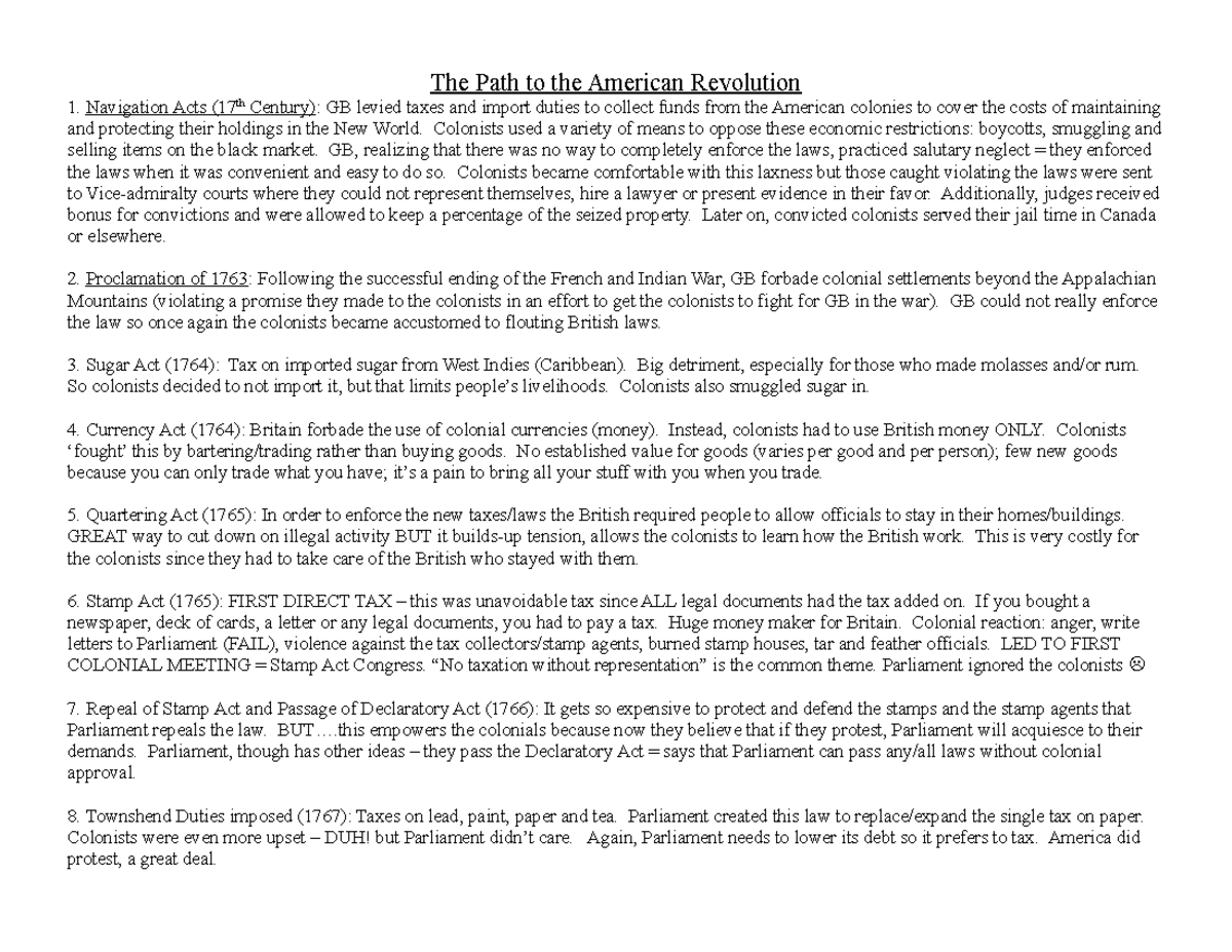 US Historyn Midterm Notes (American Revolution to Reconstruction) - The ...