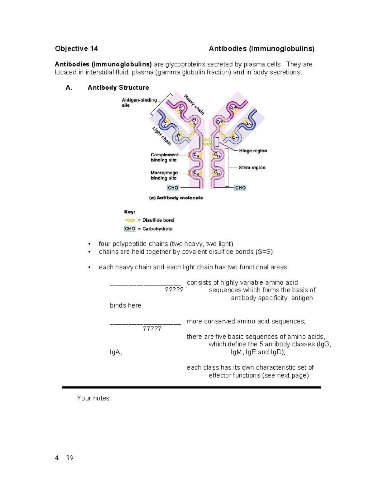 Worksheet for Topic 5 Obj 14-16 - Objective 14 Antibodies (Immunoglobulins) Antibodies - Studocu