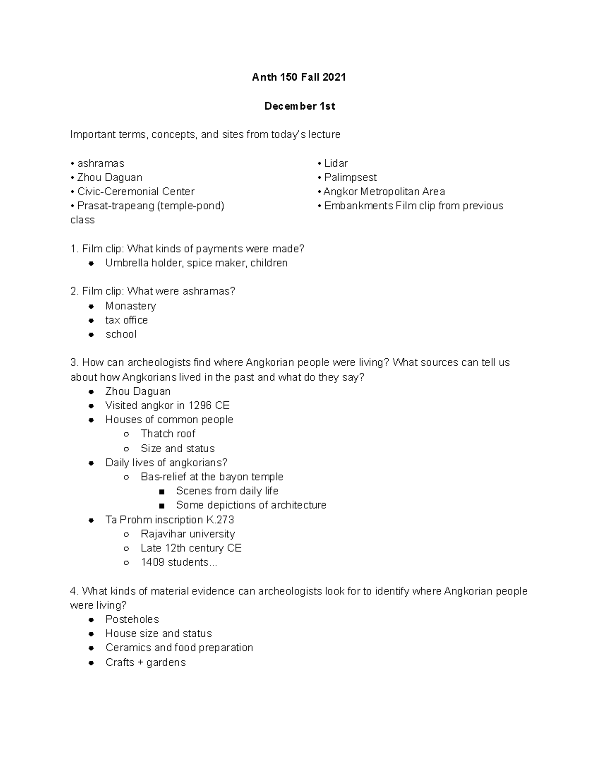 Anthropology 150, Dec. 1 - Anth 150 Fall 2021 December 1st Important ...