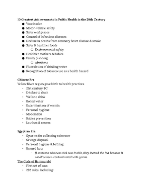 History of Public Health - Week 1: History of Public Health History of ...