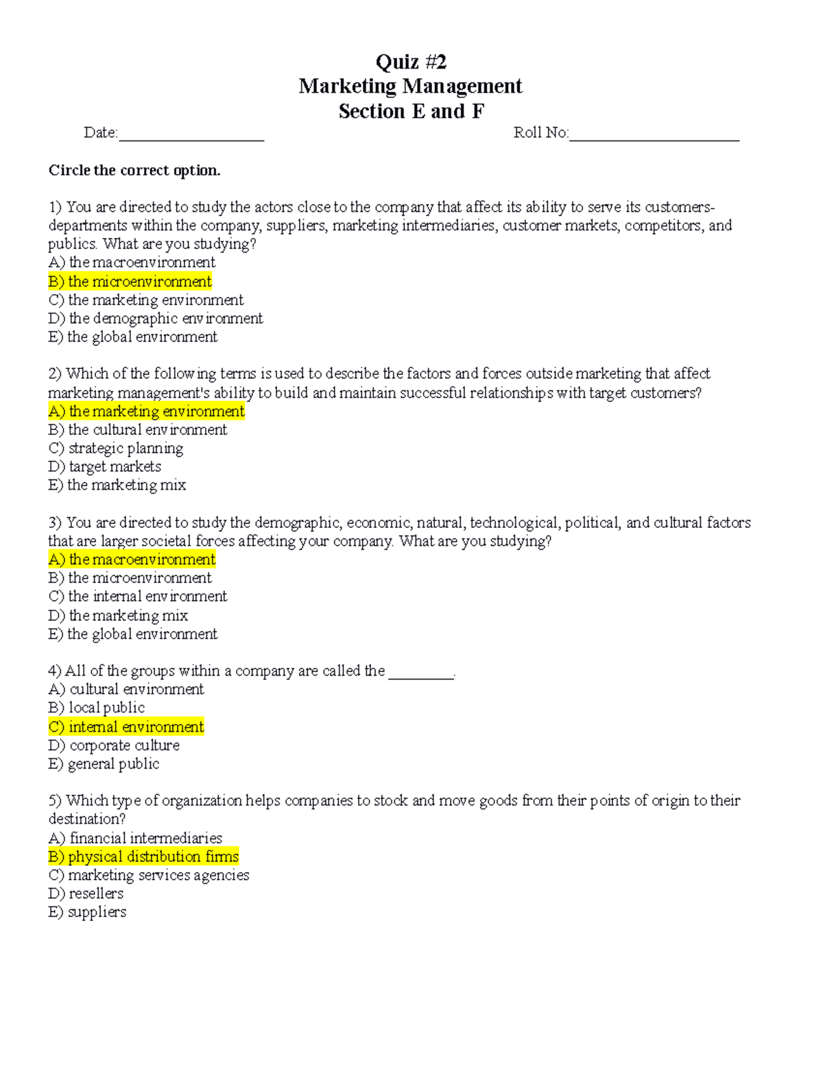 Quiz 2 4 April 2017, questions and answers - Quiz Marketing Management ...