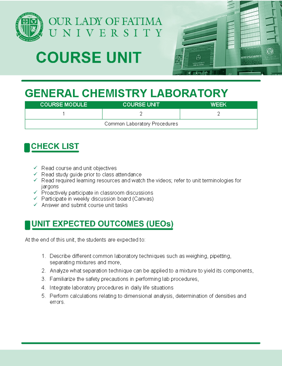 02-Laboratory-Procedures - GENERAL CHEMISTRY LABORATORY COURSE MODULE ...