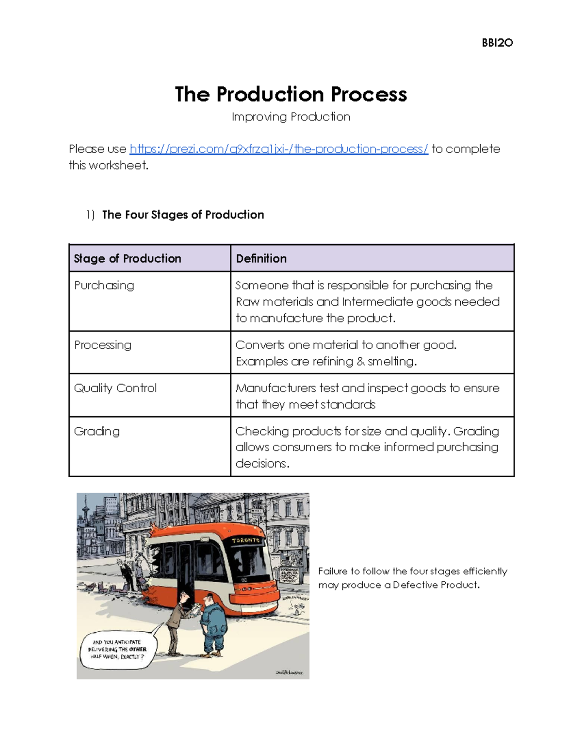 The production process - BBI2O The Production Process Improving ...