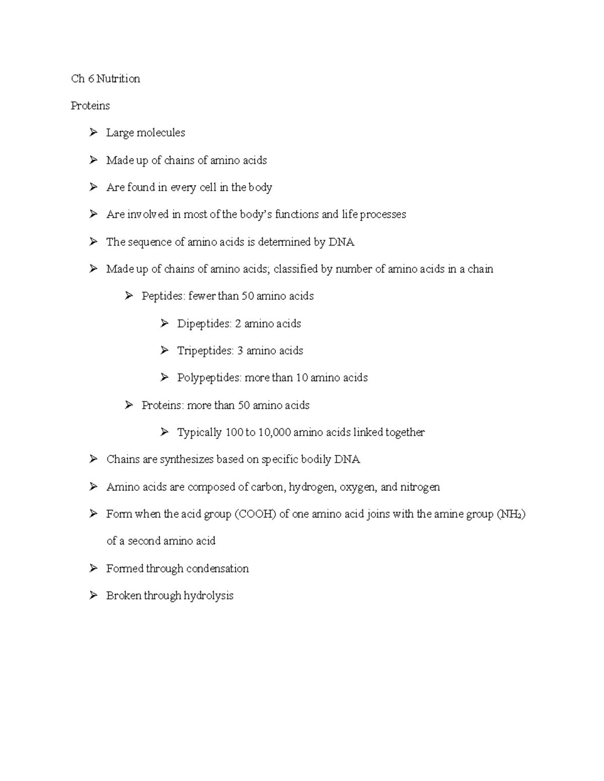 Ch 6 Nutrition notes of basic concepts overall. - Ch 6 Nutrition ...