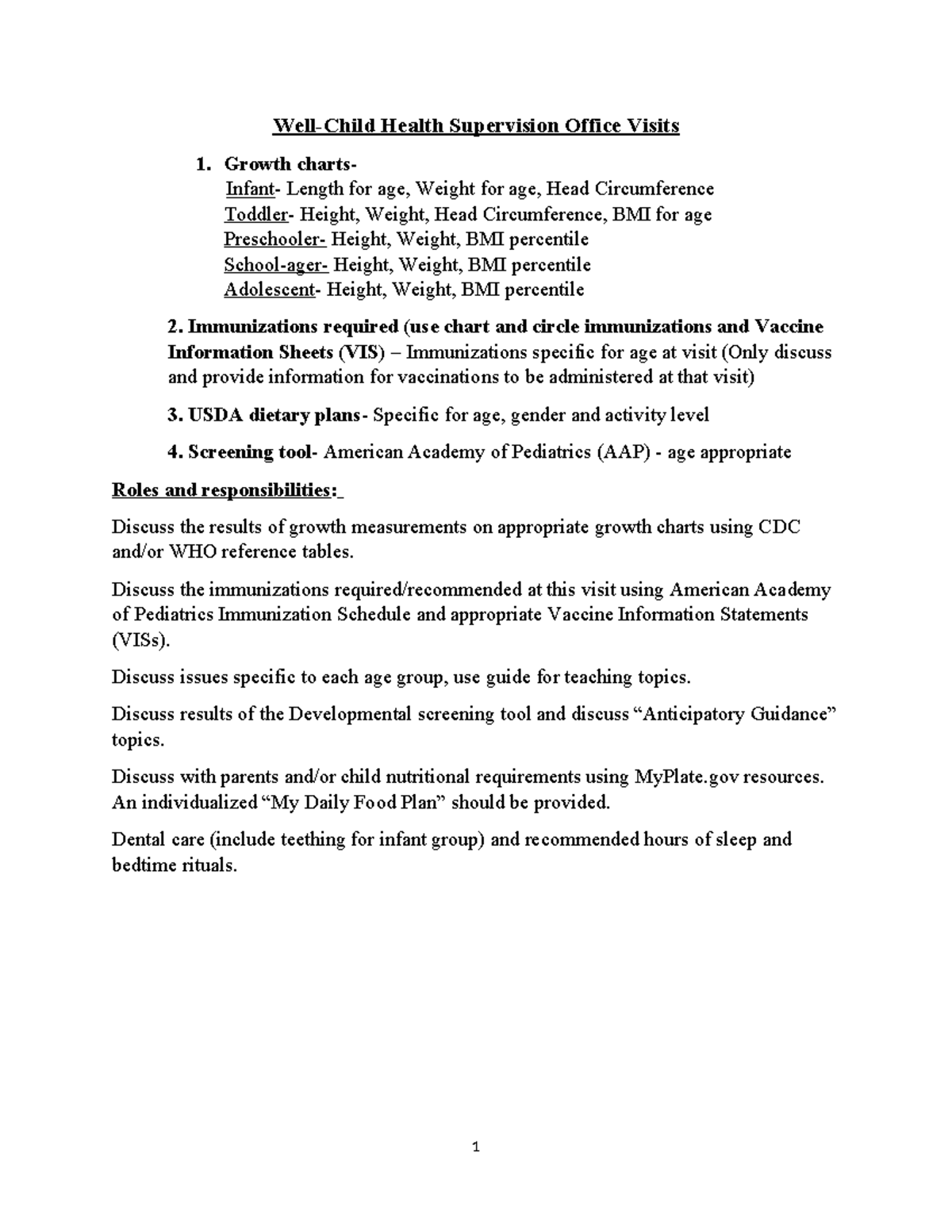 Growth & Development Activity-Fall 2023 - Well-Child Health Supervision ...