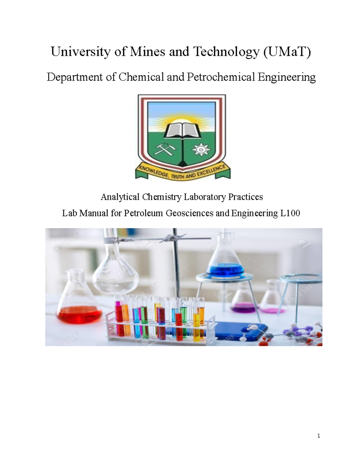Lab Manual 2023 pg100 - University of Mines and Technology (UMaT ...