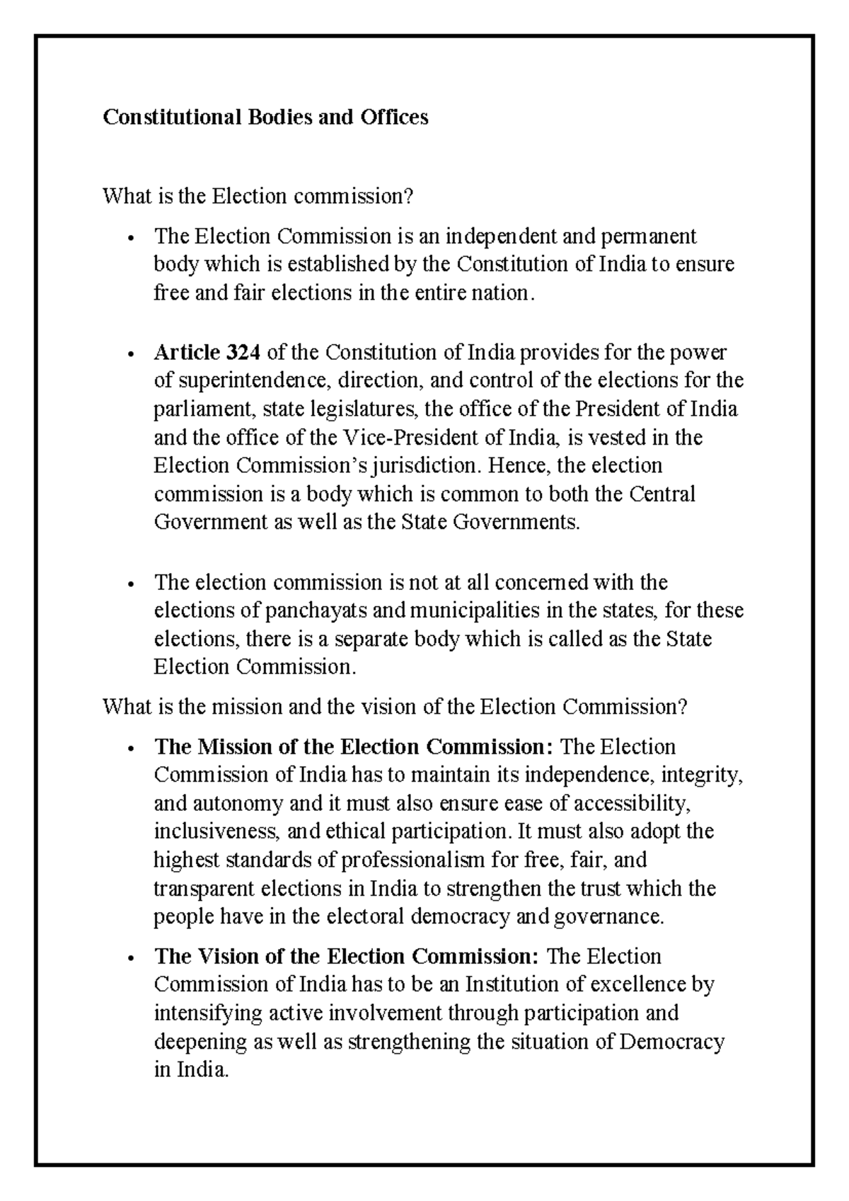 Constitutional Bodies and Offices - Article 324 of the Constitution of ...