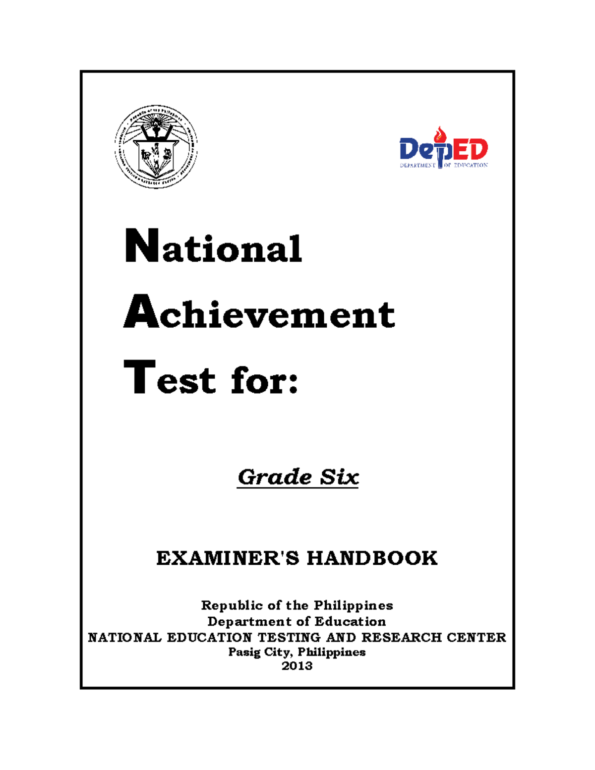 NAT Examiners Handbook Grade 6 2013 - NNNNational AAAAchievement ...
