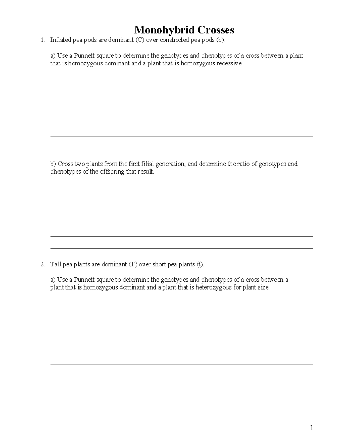 notes that are good - Monohybrid Crosses Inflated pea pods are dominant ...