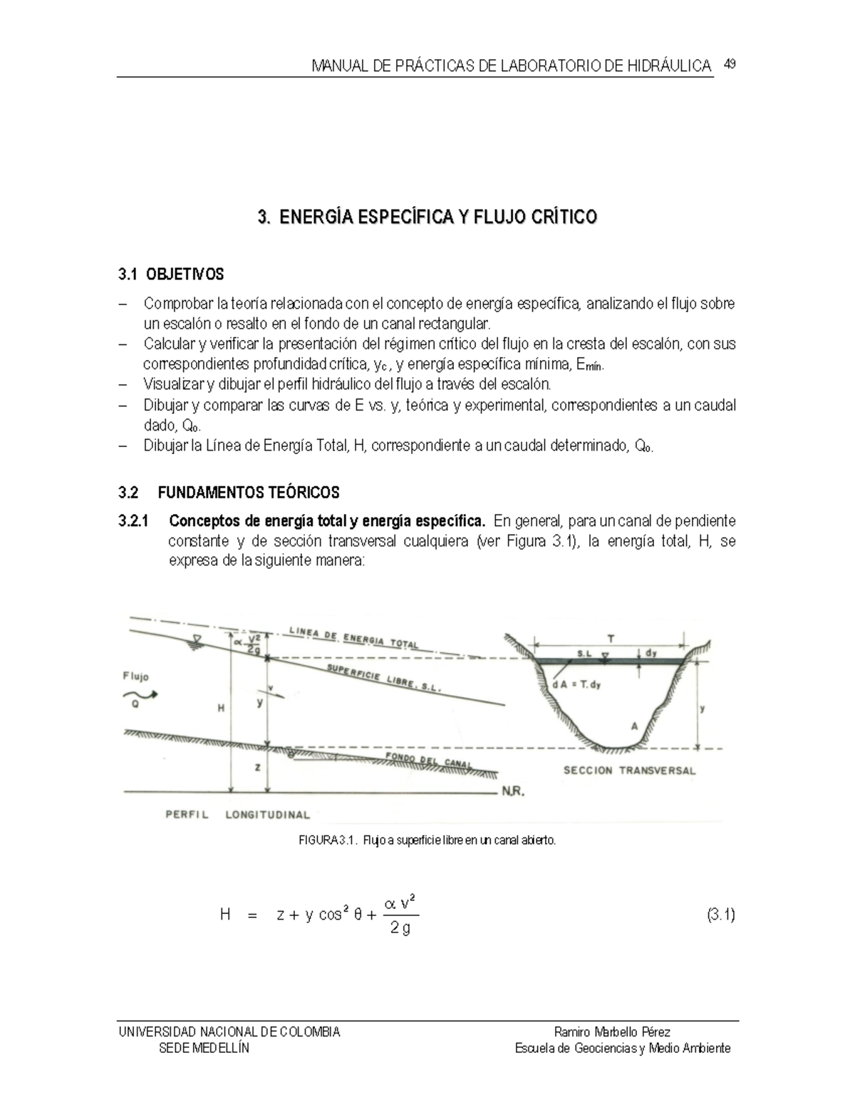 7. Energia Especifica Y Flujo Critico - MANUAL DE PRÁCTICAS DE ...