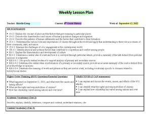 Week 1 Lesson plan (2nd Nine Weeks 2022-2023) - Weekly Lesson Plan ...