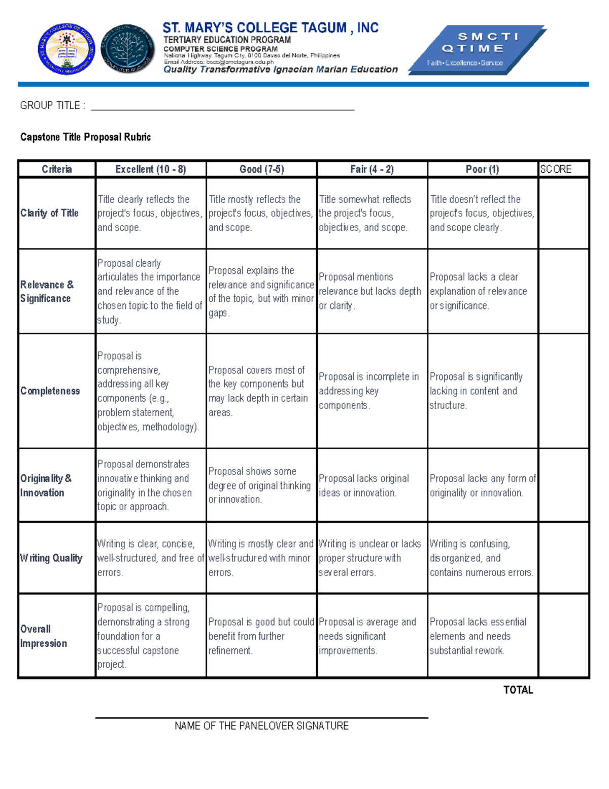 Rubrics 2 - GROUP TITLE ...