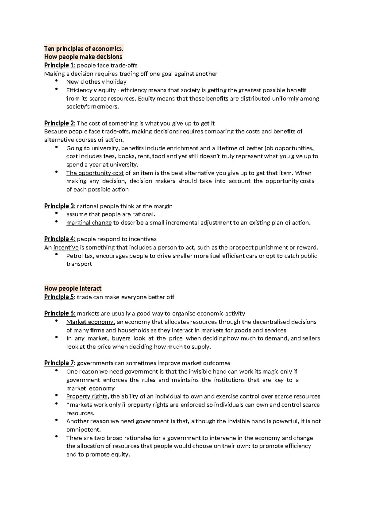 10 principles of economics - How people make decisions Principle 1 ...