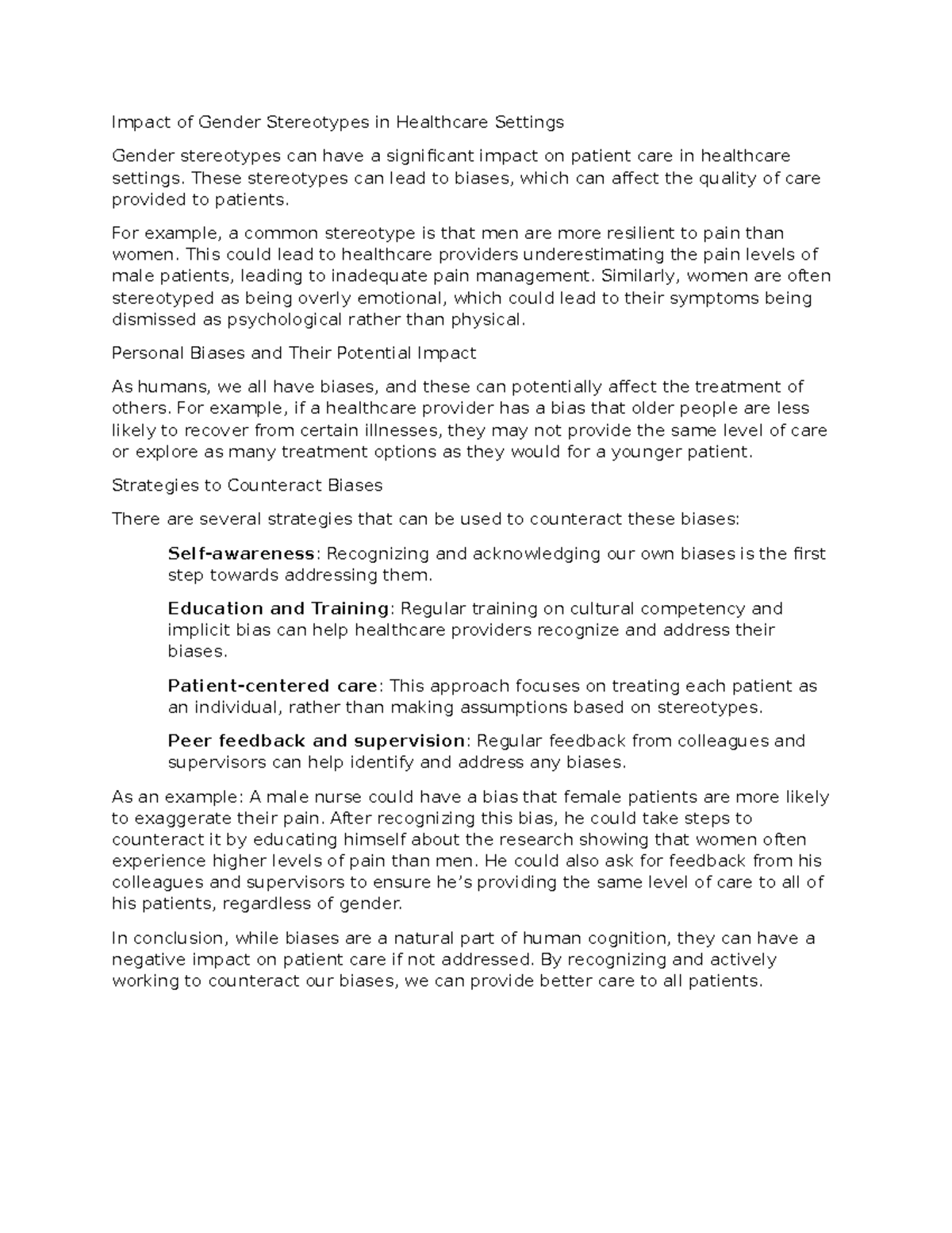 Impact of Gender Stereotypes in Healthcare Settings - These stereotypes ...