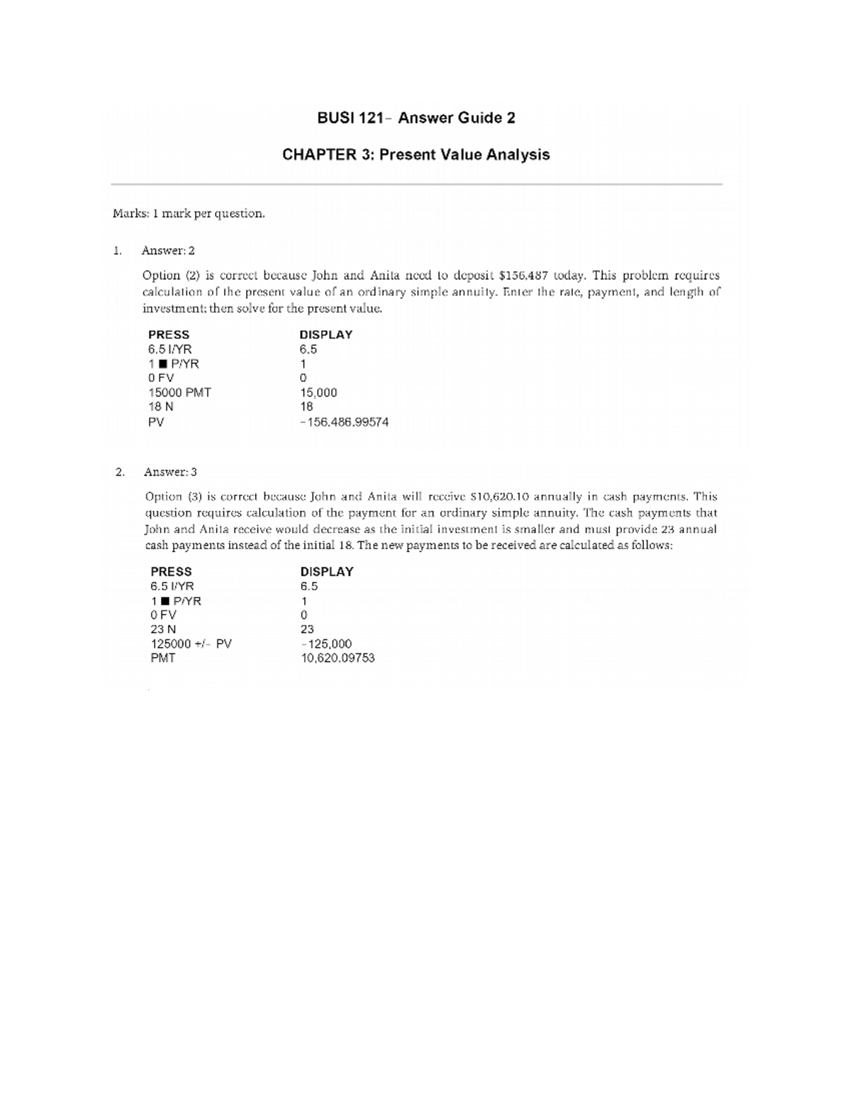 Assignment #2 Chapter 3 Present Value Analysis - MGTA05 - Studocu