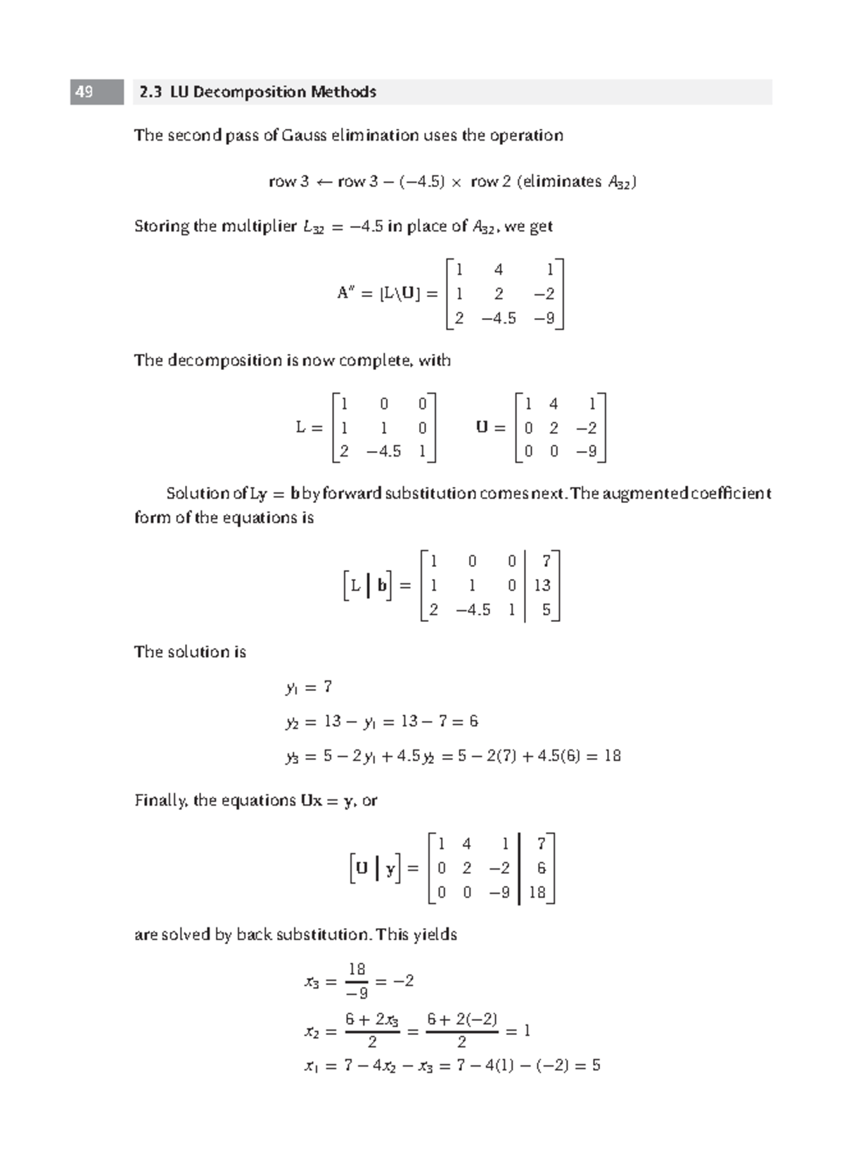 Numerical Method with Python-20 - 49 2 LU Decomposition Methods The second pass of Gauss ...