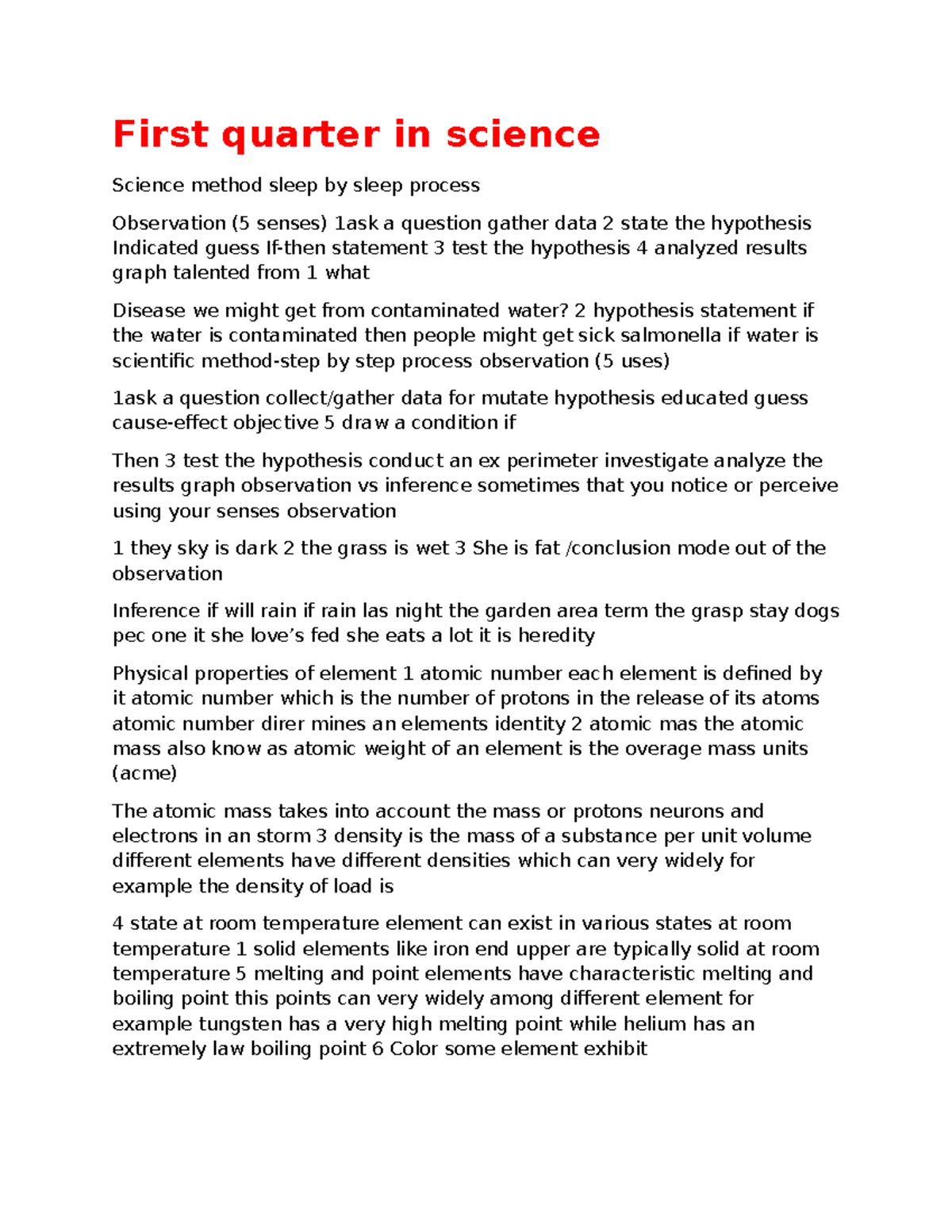 First quarter - Studocu