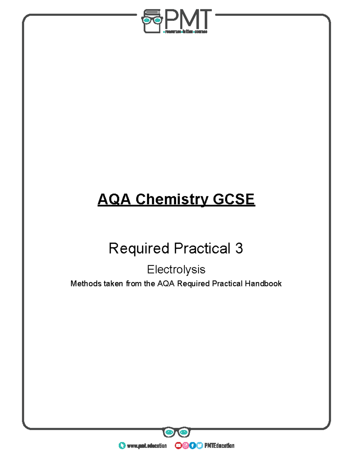 RP 3 - Electrolysis - AQA Chemistry GCSE Required Practical 3 ...