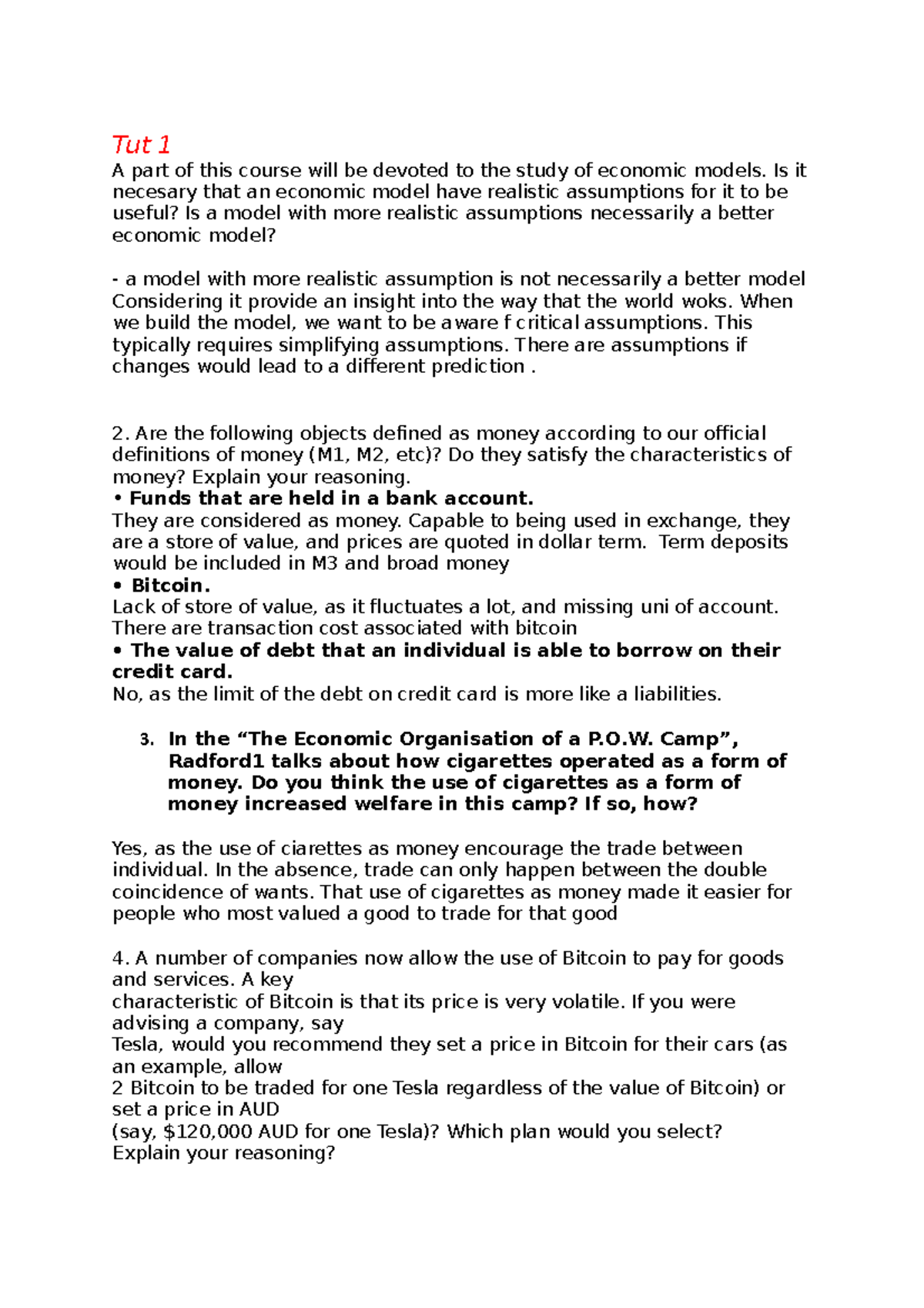 Mab tuts - notes - Tut 1 A part of this course will be devoted to the ...