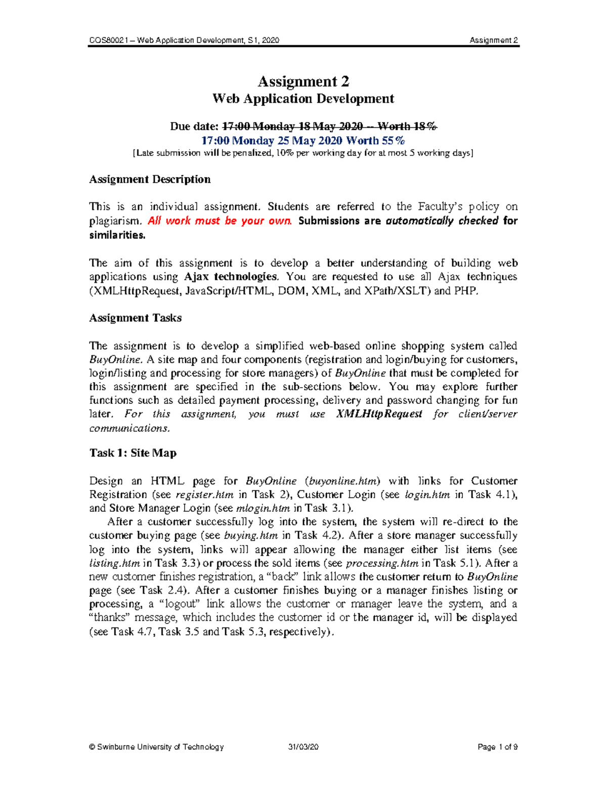 Assignment 2 Building Web Applications Using Ajax Technologies Assignment 2 Web Application