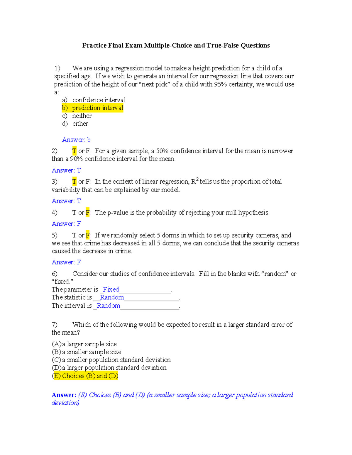 Practice MC Questions solutions - Practice Final Exam Multiple-Choice ...