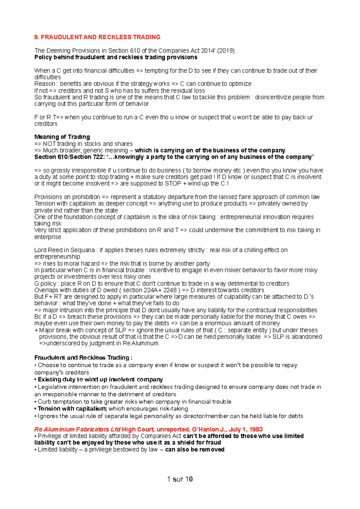 9. Fraudulent and reckless trading - 9. FRAUDULENT AND RECKLESS TRADING ...