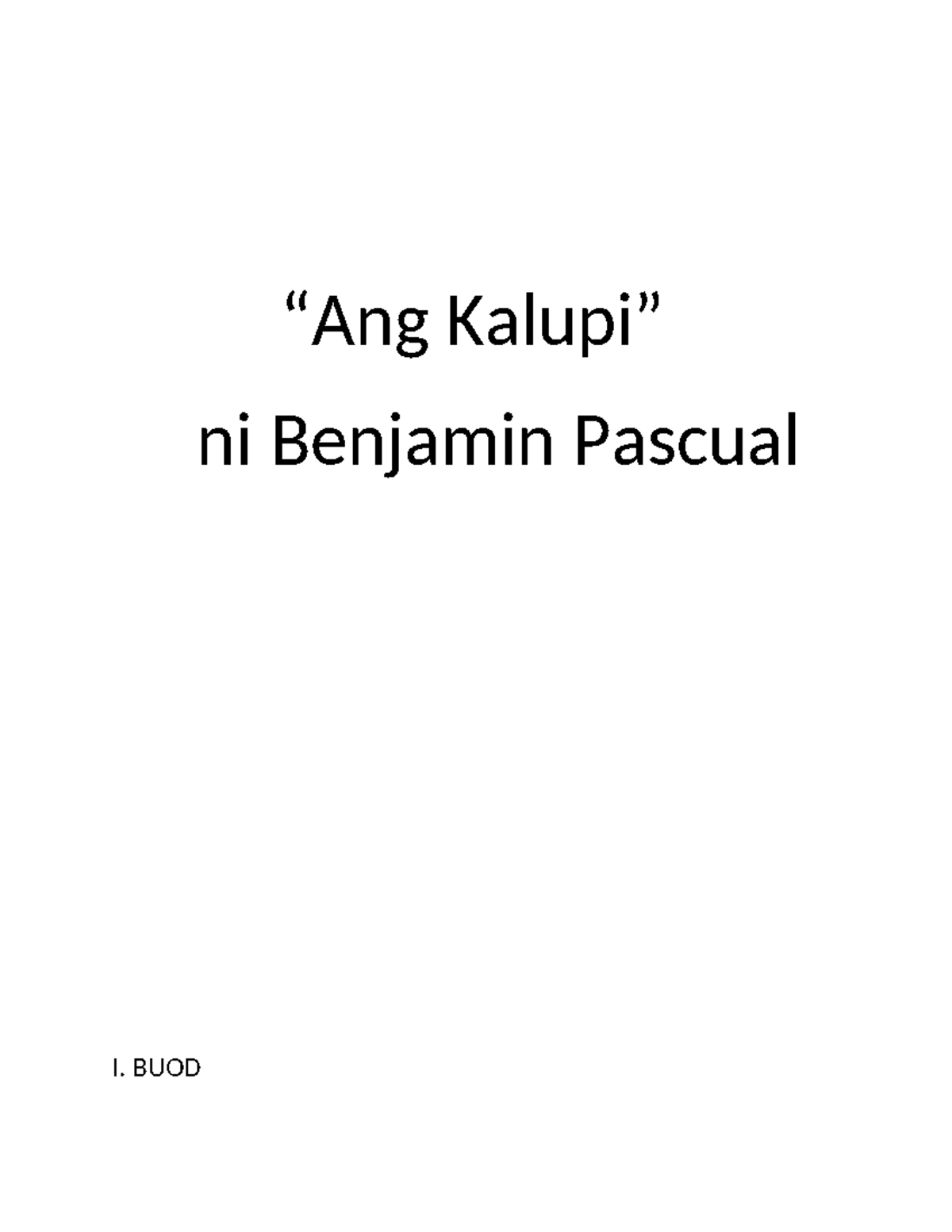 Ang Kalupi ni Benjamin Pascual - “Ang Kalupi” ni Benjamin Pascual I ...