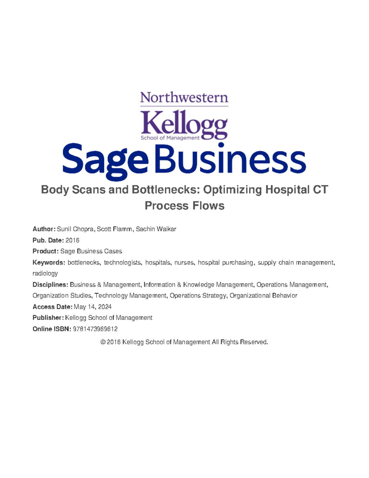 Main Case Study Body Scansand Bottlenecks Optimizing Hospital CT - Body ...