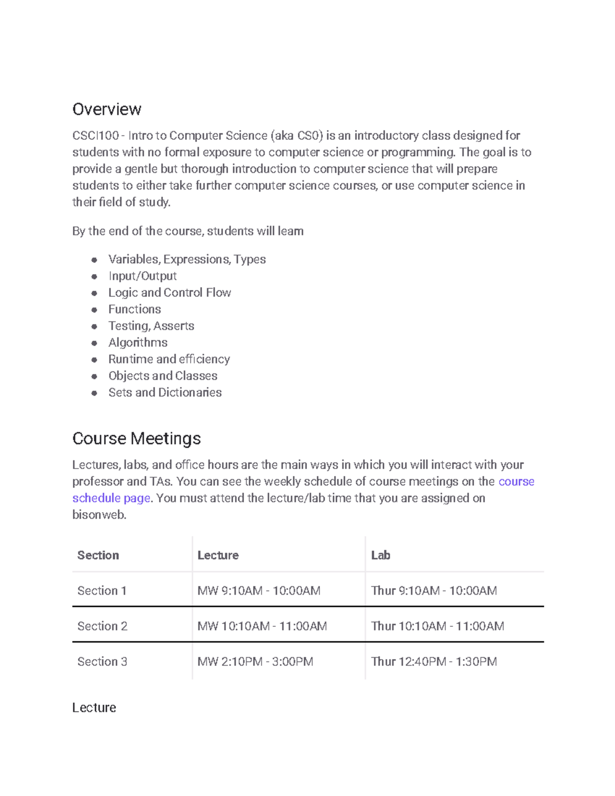 Intro to Computer Science - The goal is to provide a gentle but ...