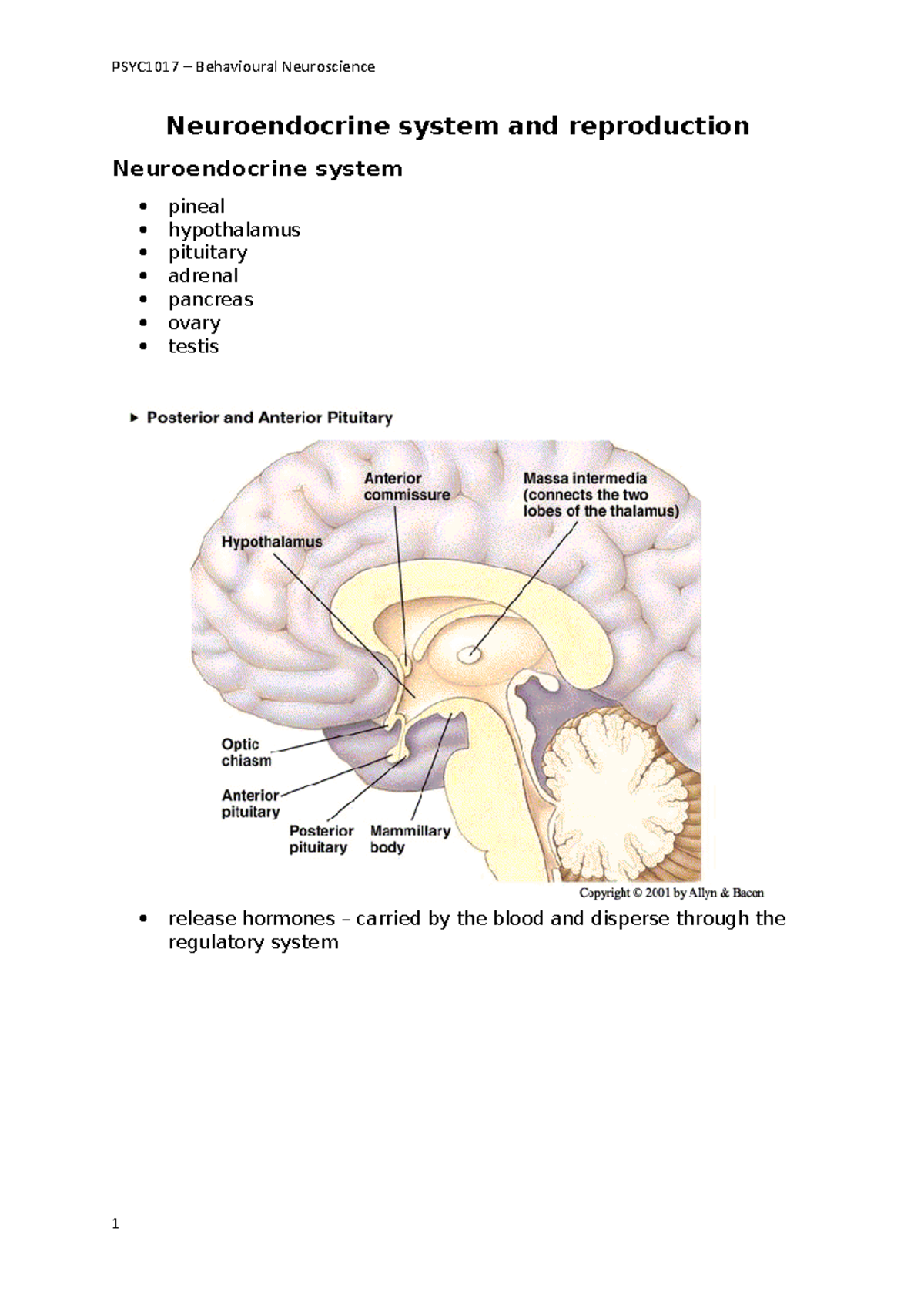 Neuroendocrine system and reproduction - L6 - Neuroendocrine system and ...