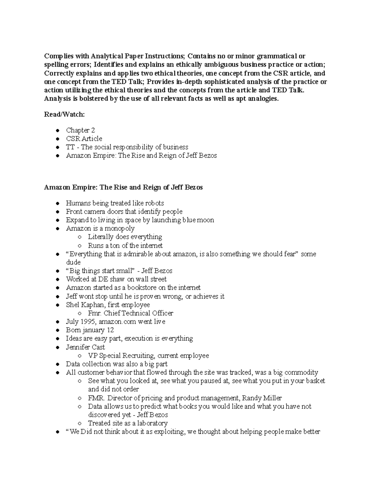 Essay Prep - Complies with Analytical Paper Instructions; Contains no ...