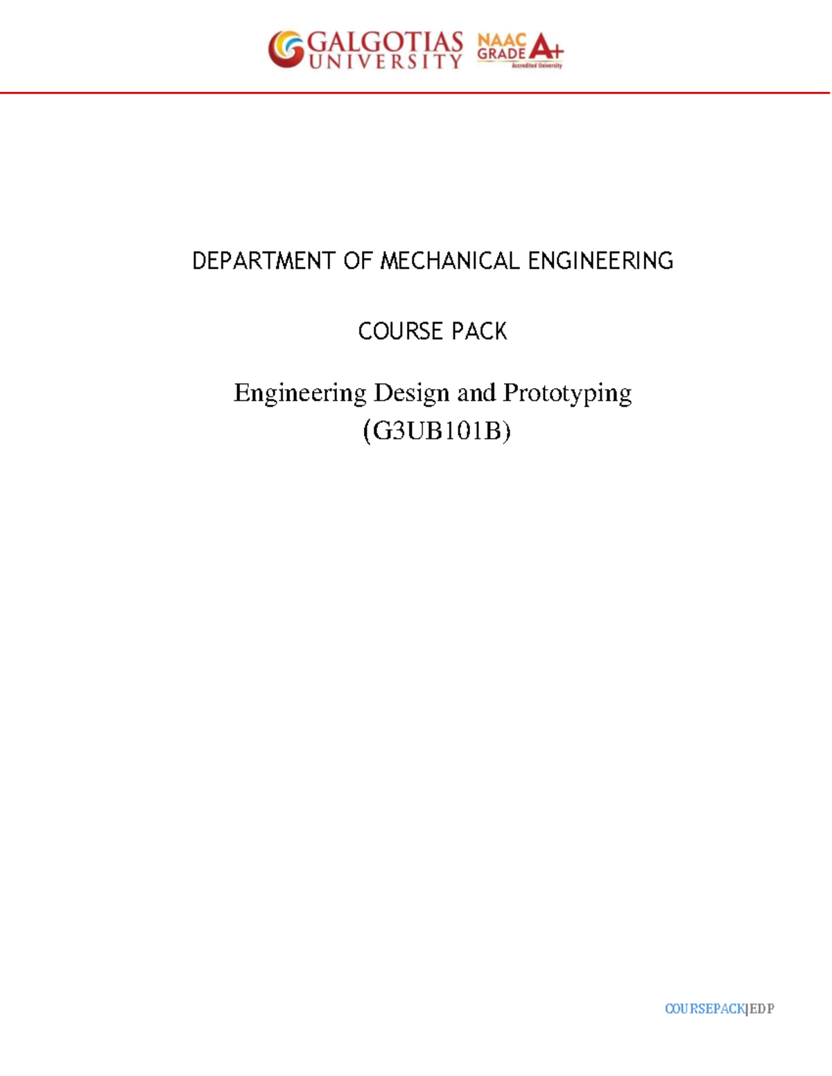EDP Course Pack - 8etd - DEPARTMENT OF MECHANICAL ENGINEERING COURSE ...