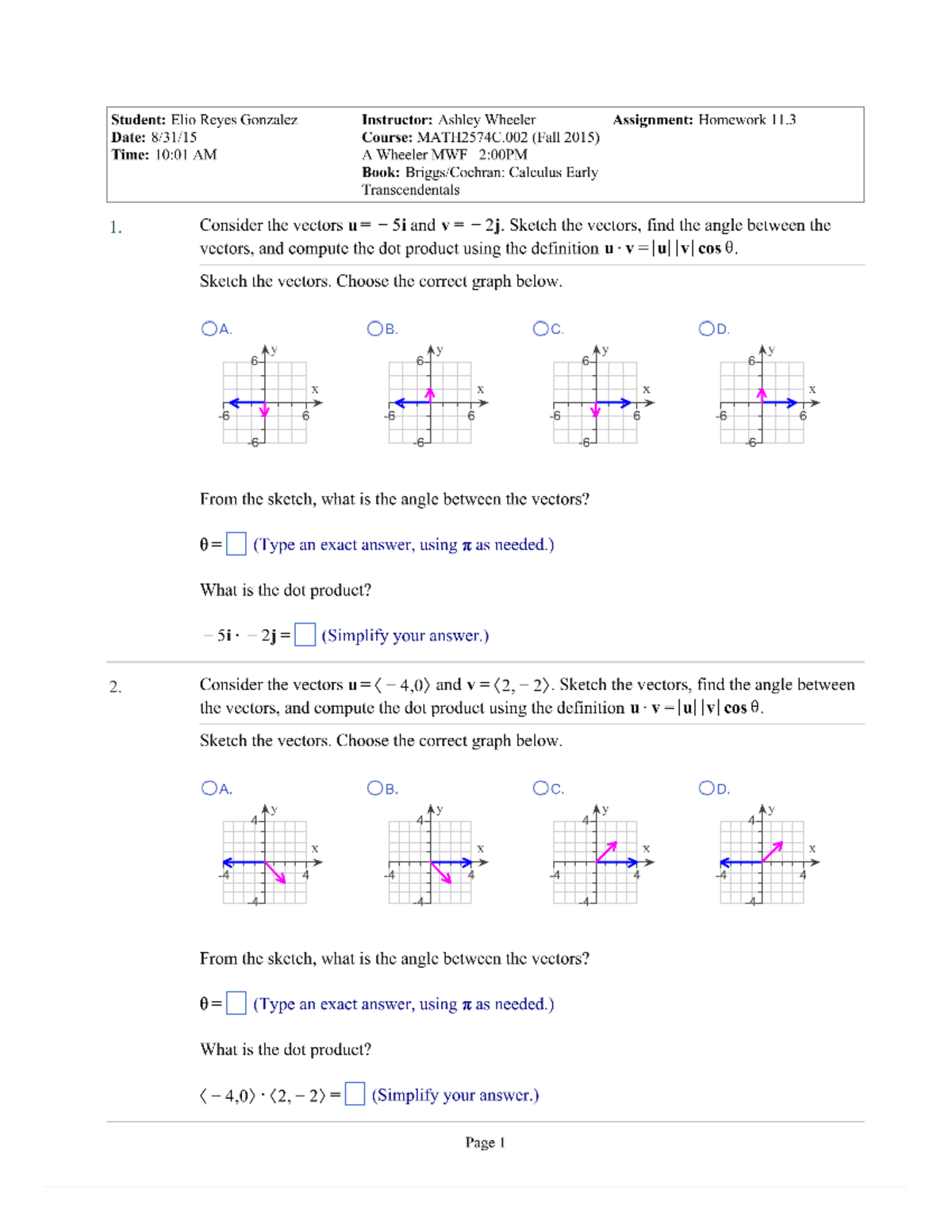MATH HW 3 - MATH HW 3 - Student: Elio Date: 8/31/15 Reyes Gonzalez ...