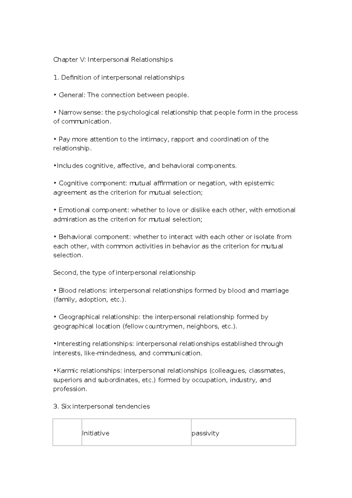 Interpersonal Relationships - Chapter V: Interpersonal Relationships ...