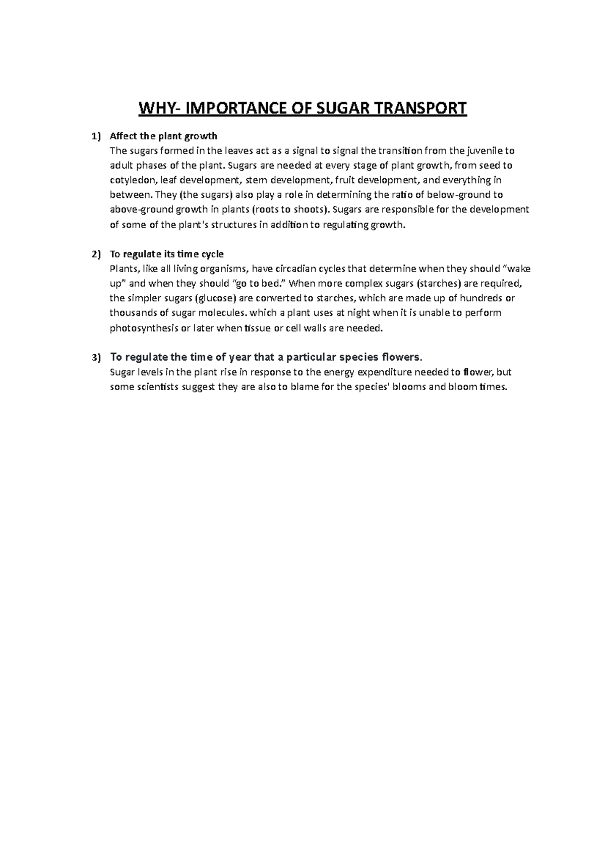 Importance OF Sugar Transport - WHY- IMPORTANCE OF SUGAR TRANSPORT 1 ...