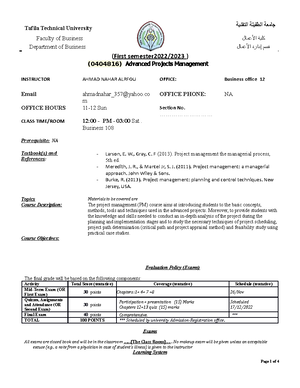Advanced strategic management Second semester 2021-Syllabus - Dr. Malek ...