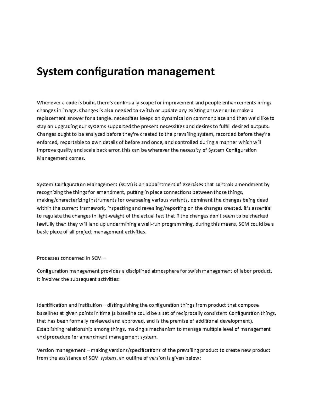 System configuration management - Software Engineering - Studocu