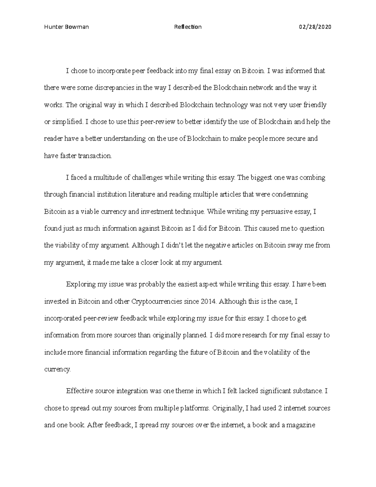 Reflection - I was informed that there were some discrepancies in the ...