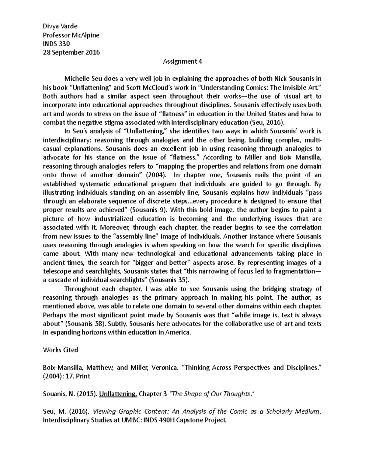 Assignment 4: Visual Arts in Education - Divya Varde Professor McAlpine ...