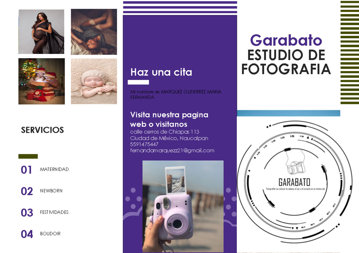 Triptico-MFMG - sosos - Garabato ESTUDIO DE Haz una cita FOTOGRAFIA Mi ...