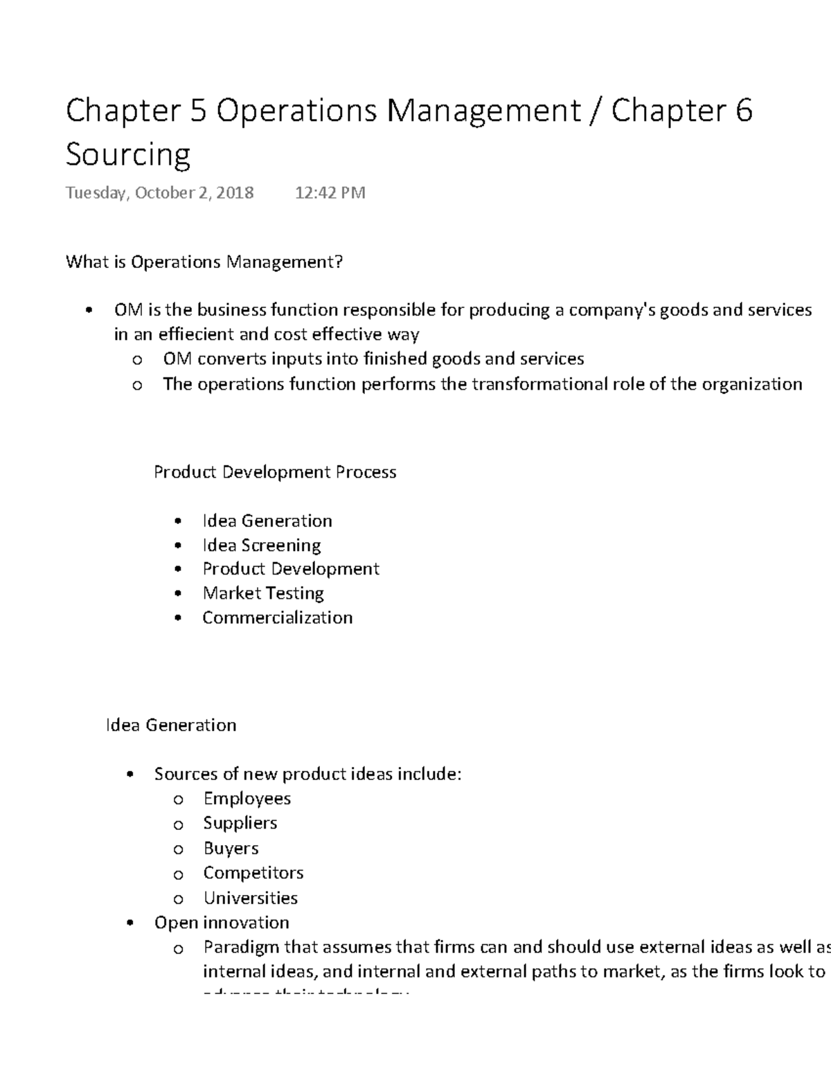 SCM 380 Chapter 5 - Warning: TT: undefined function: 32 What is Operations Management? OM is the ...