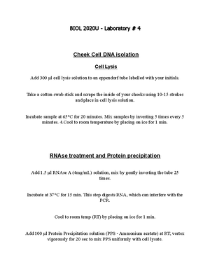 Genetics prelab 3 copy - the third pre lab assignment - BIOL 2020 U ...