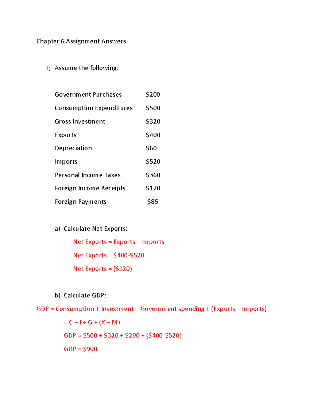 Ch 6 Assignment Answers Openstax - Chapter 6 Assignment Answers 1) Assume the following ...