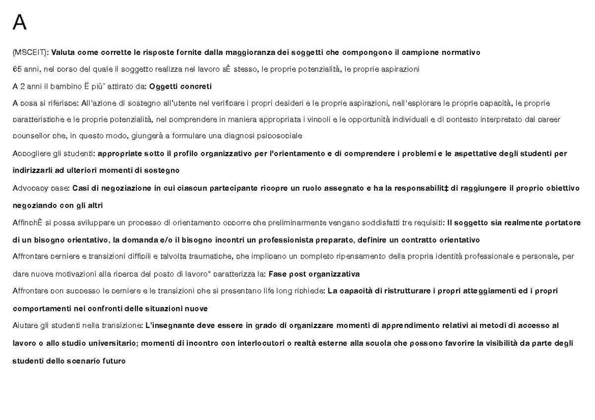 Esame Modelli E Tecniche Osservazione - A (MSCEIT): Valuta come ...