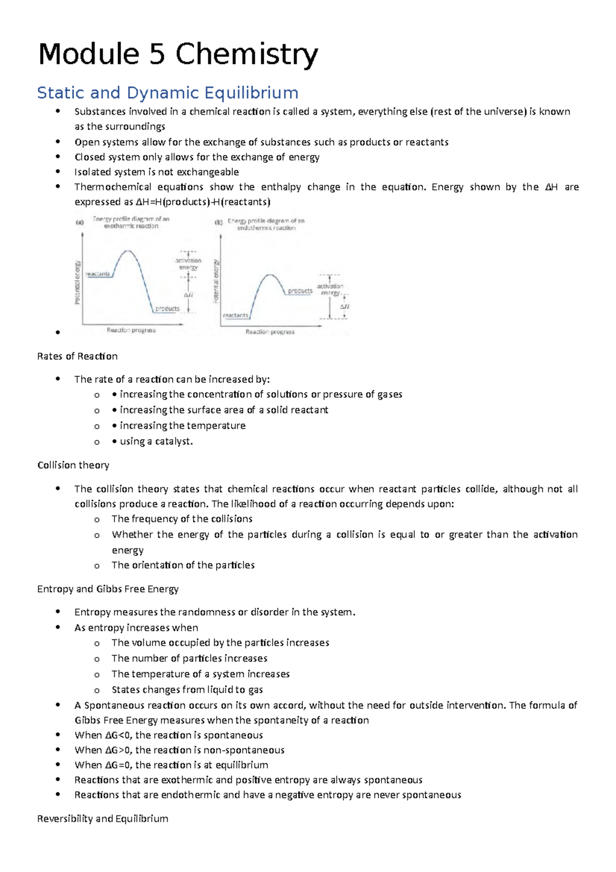 Module 5 Chemistry Notes - Module 5 Chemistry Static and Dynamic ...