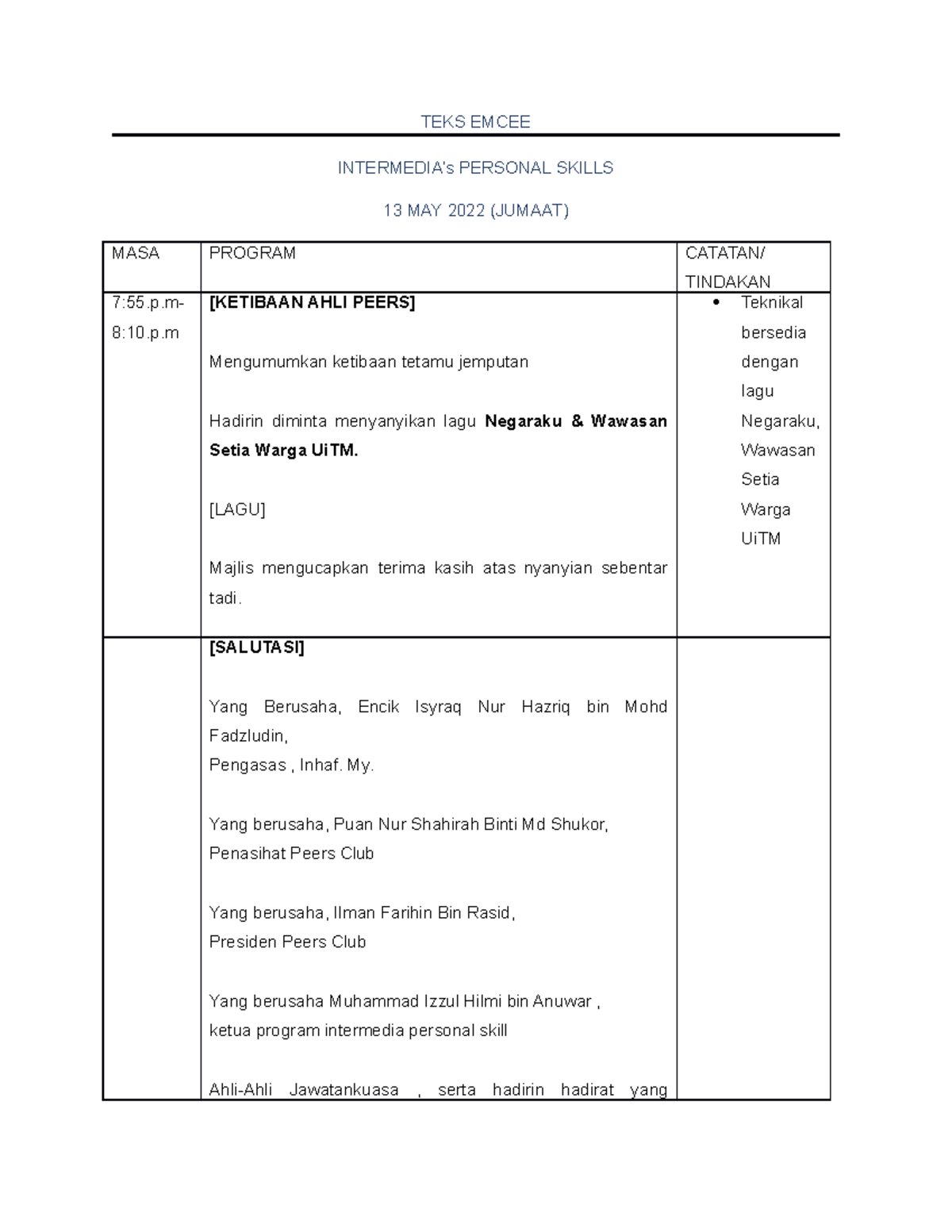 TEKS Emcee Intermedia Personal Skills - TEKS EMCEE INTERMEDIA’s ...