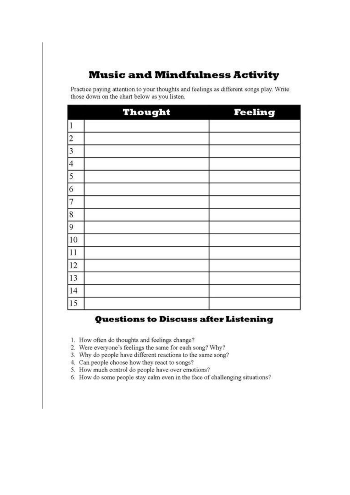 Music Activity - Music and Mindfulness Activity Practice paying ...