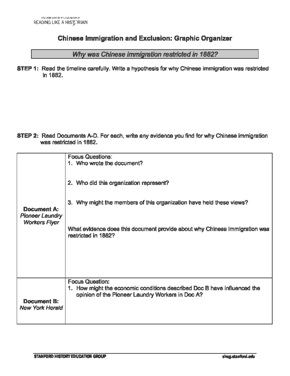 Chinese Immigration and Exclusion Student Worksheets - HIS 251 - Studocu