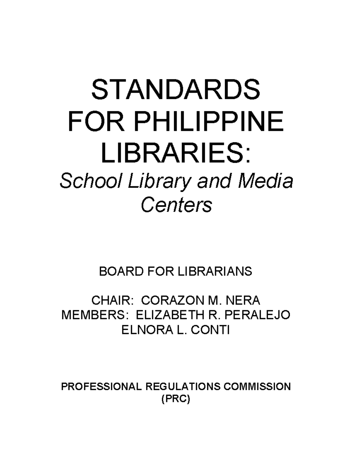 Standards for Philippine School Libraries - STANDARDS FOR PHILIPPINE ...